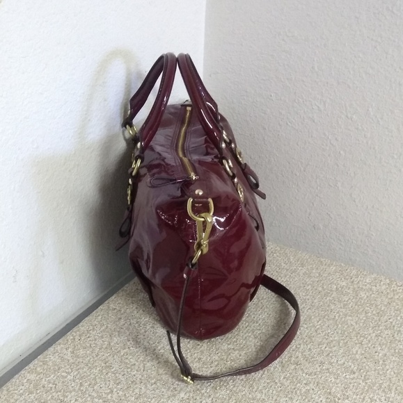 Coach | Bags | Coach Ruby Red Patent Leather Pleated Bag | Poshmark